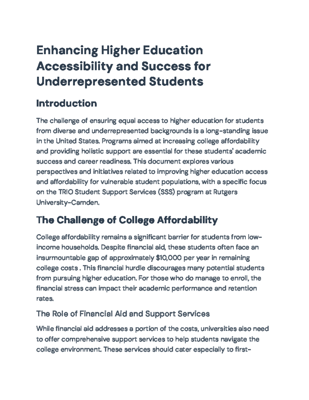 Enhancing Higher Ed Access & Success for Underrepresented Students ...