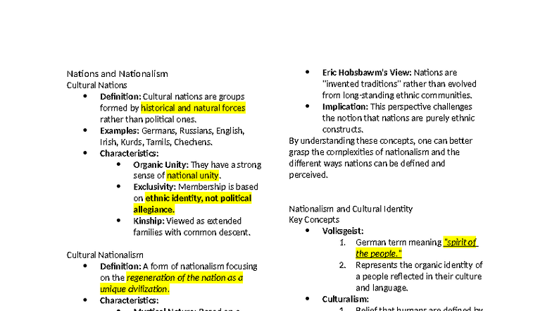 Nations and Nationalism: Key Concepts and Theories (CIV 101) - Studocu