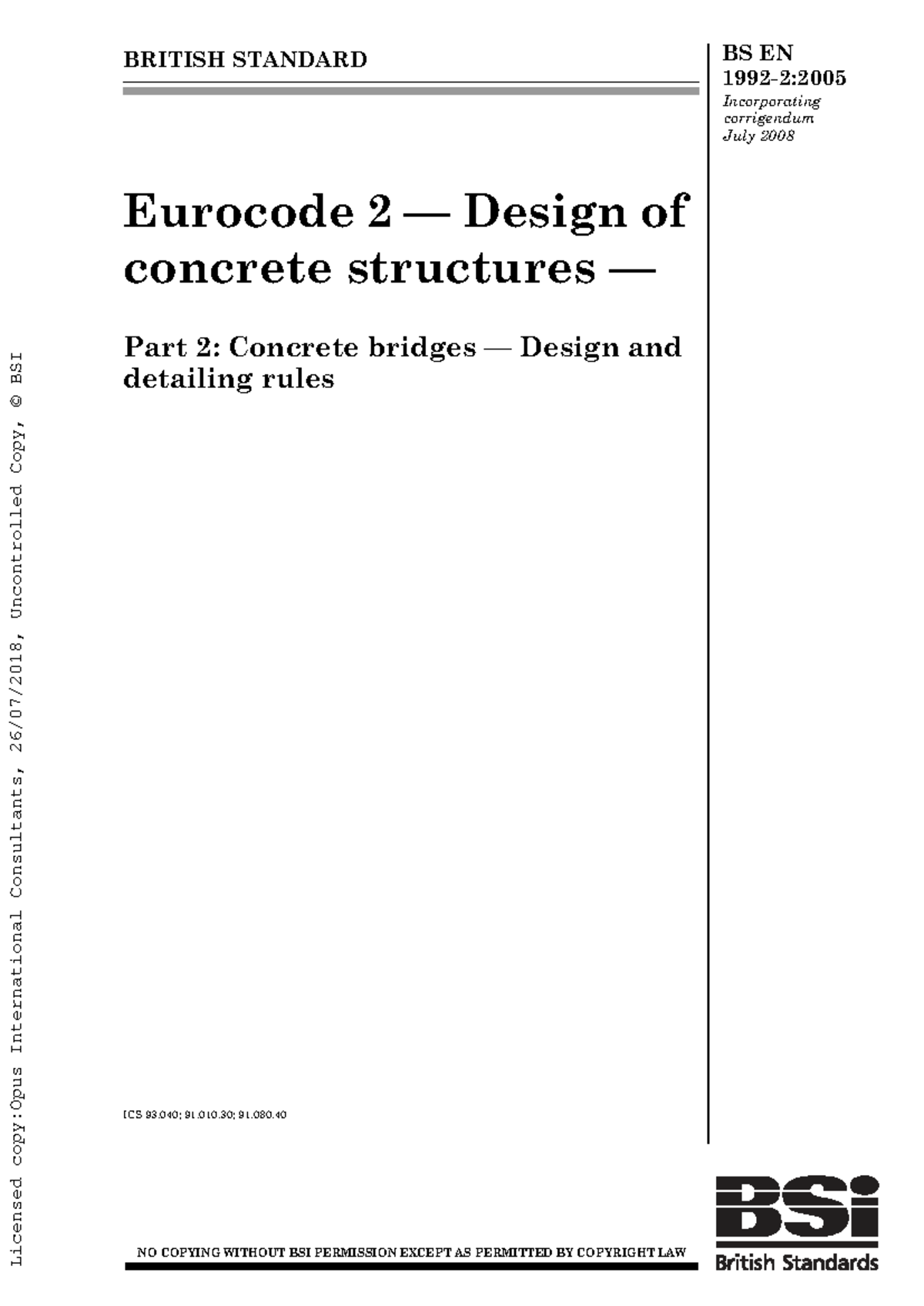 Eurocode 2 - Design of Concrete Bridges (BS EN) - Tutorial 3 Standards ...