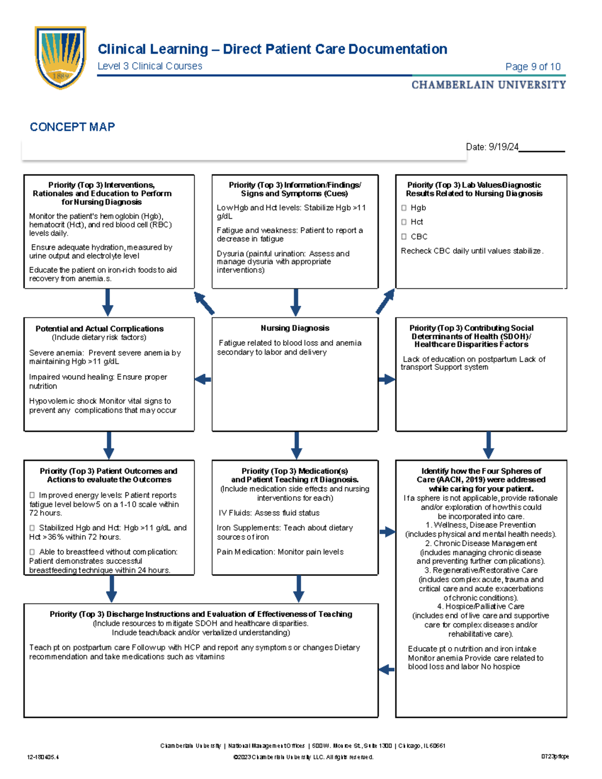 Clinical Concept Map: Patient Care for Anemia Management (NUR 450 ...