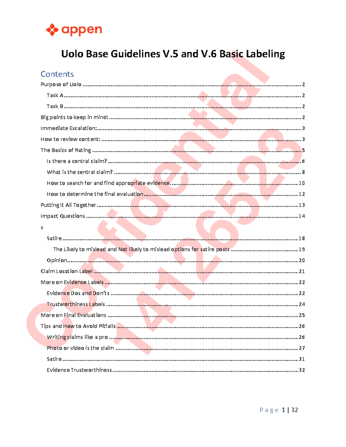 Uolo Base Guidelines V.5: Comprehensive Labeling Framework - Studocu