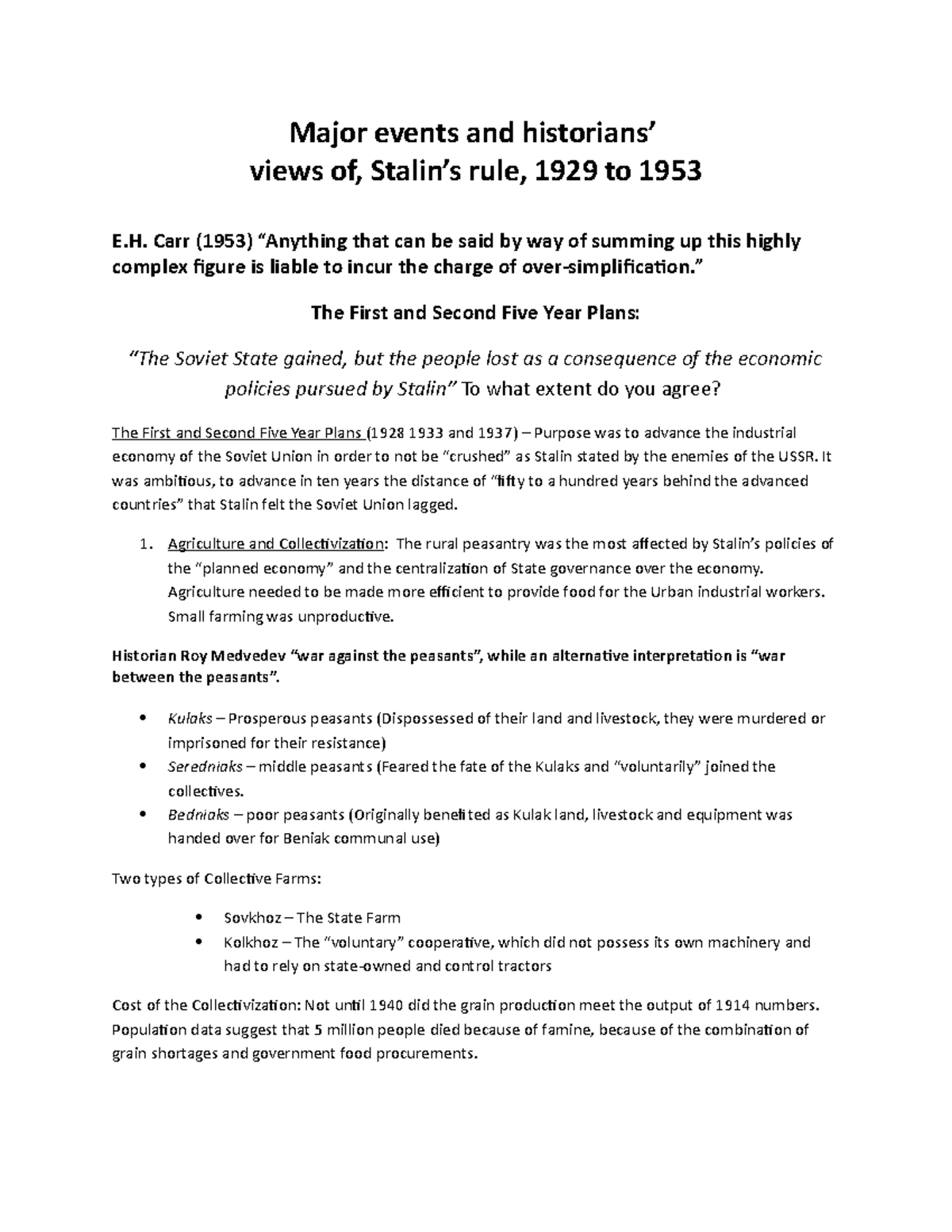 Historians' Perspectives on Stalin's Rule (1929-1953): Key Events ...