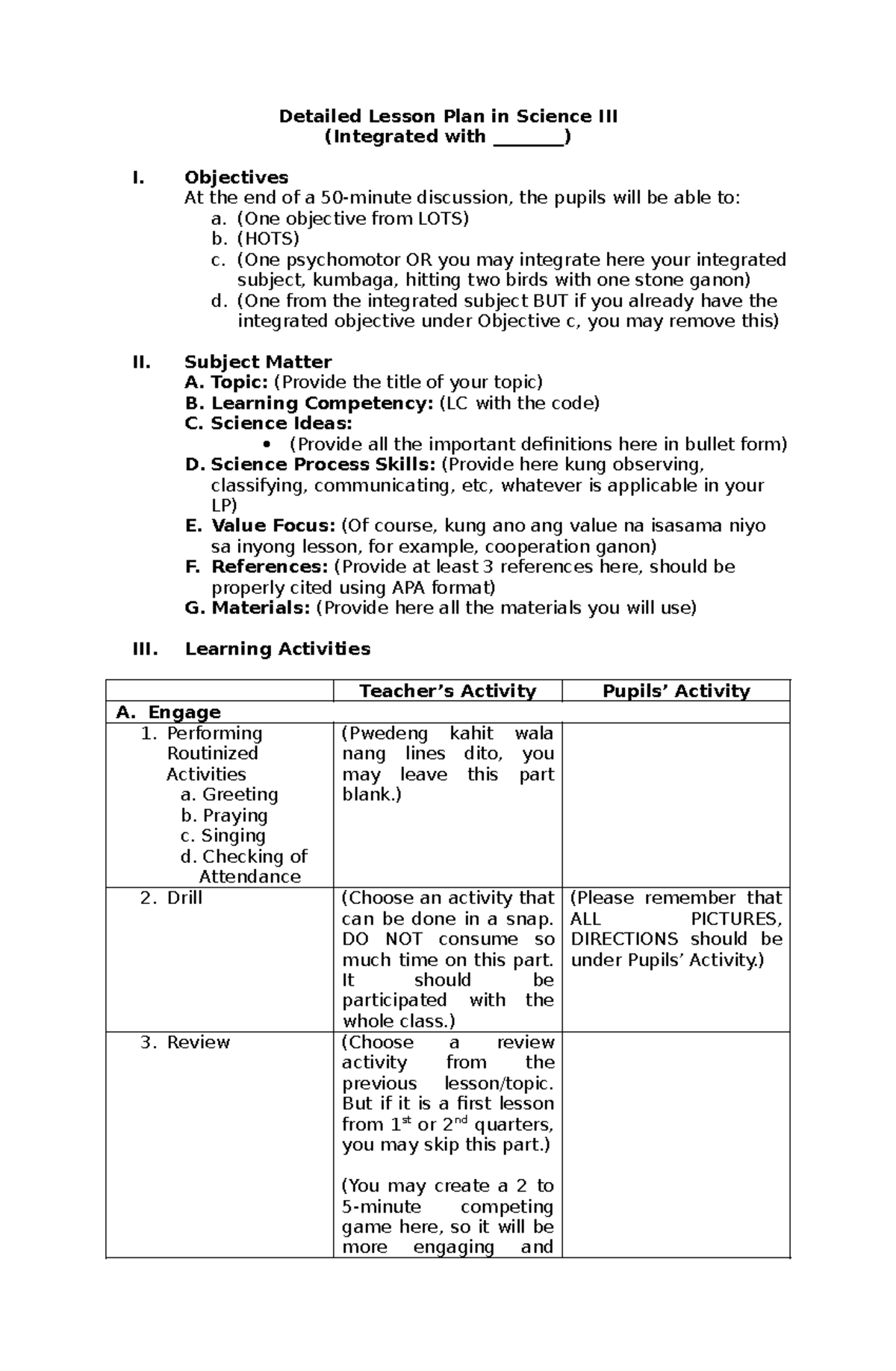5E Detailed Lesson Plan Guide in Science (JL-Nocasa) - Studocu