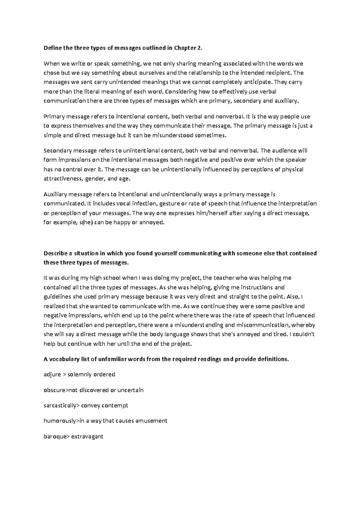 Three types of message in communication - Define the three types of ...