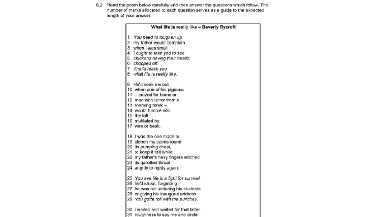 ENG 101: Poem Analysis - "What Life is Really Like" - Studocu