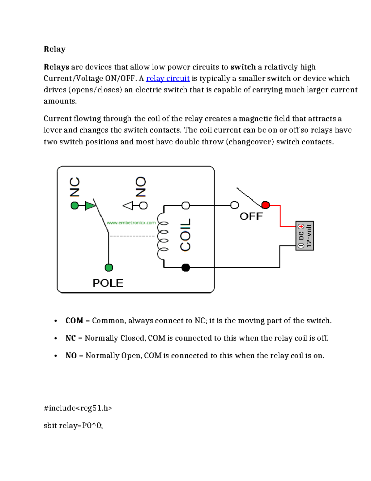 Relay Interfacing with 8051 Microcontroller: A Detailed Guide - Studocu