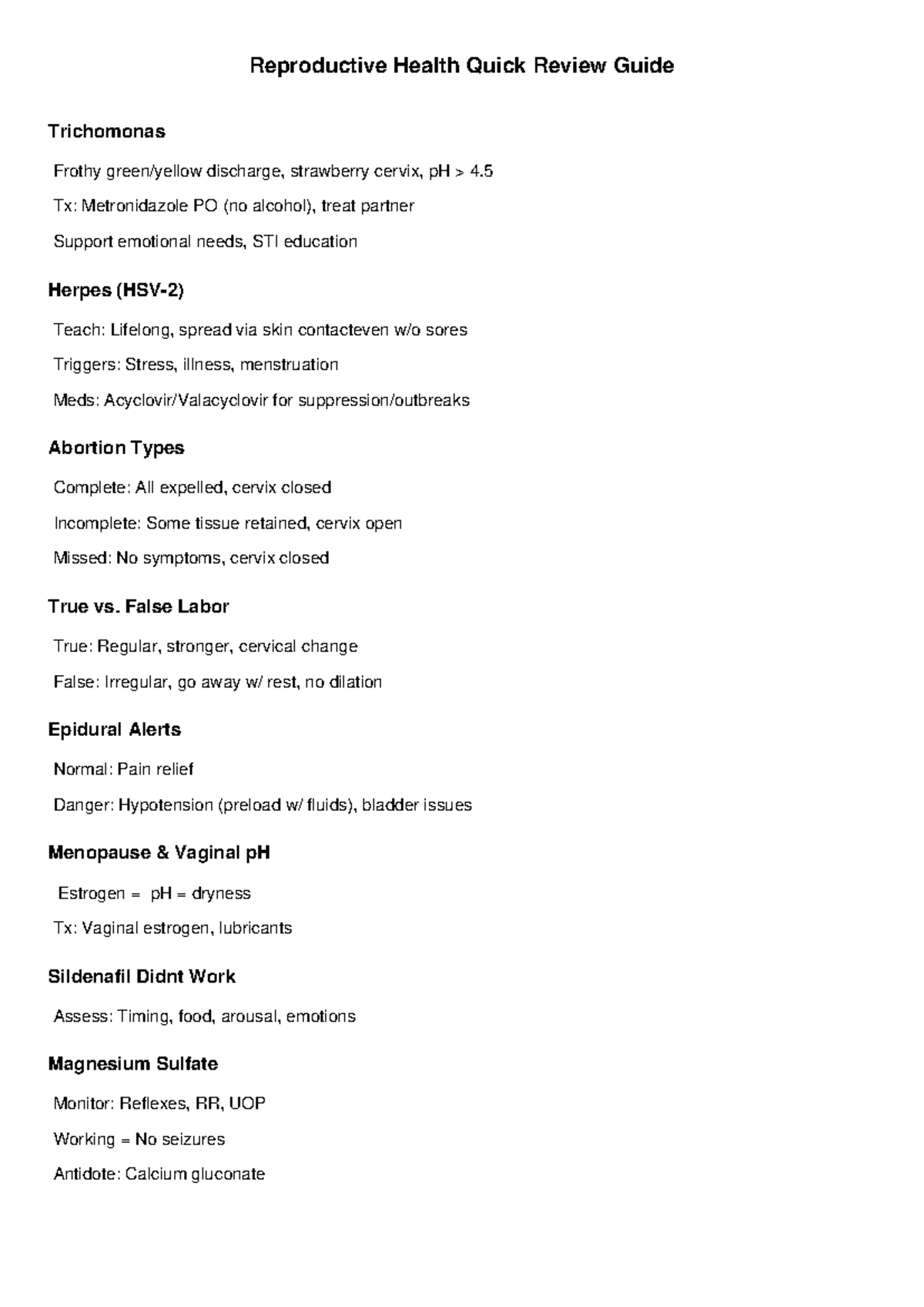 Reproductive Health Review Guide: Key Concepts & Treatments - Studocu