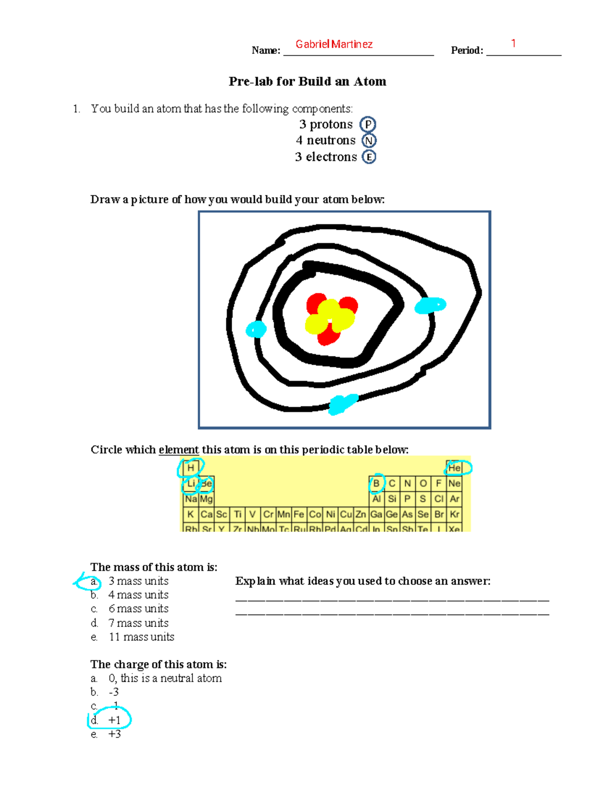 Build an Atom - Student Handout for Science Class - Studocu