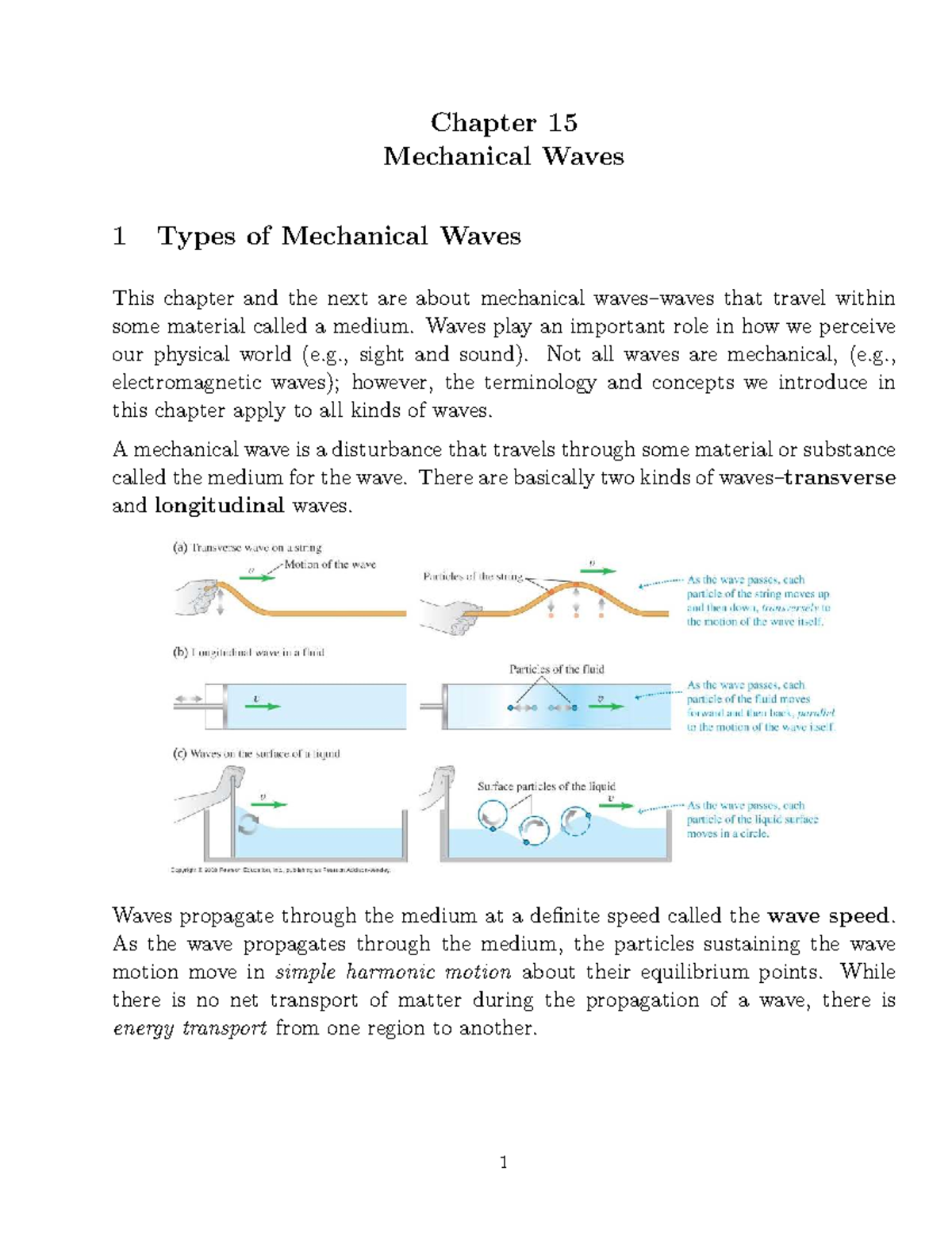 Chapter 15: Mechanical Waves - Types and Properties (Course Code ...