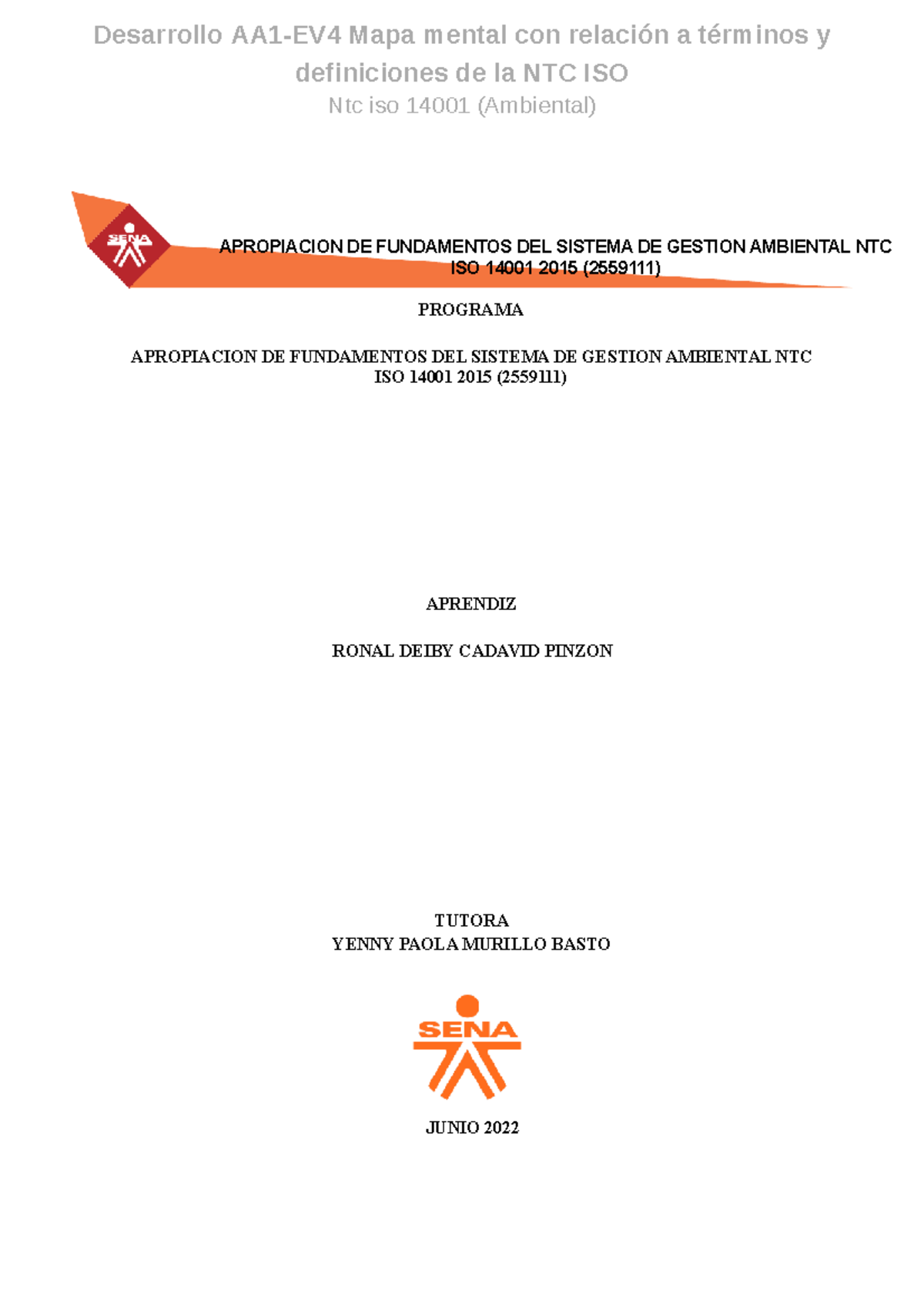 Desarrollo AA1-EV4: Mapa Mental de Términos y Definiciones NTC ISO 14001 - Studocu