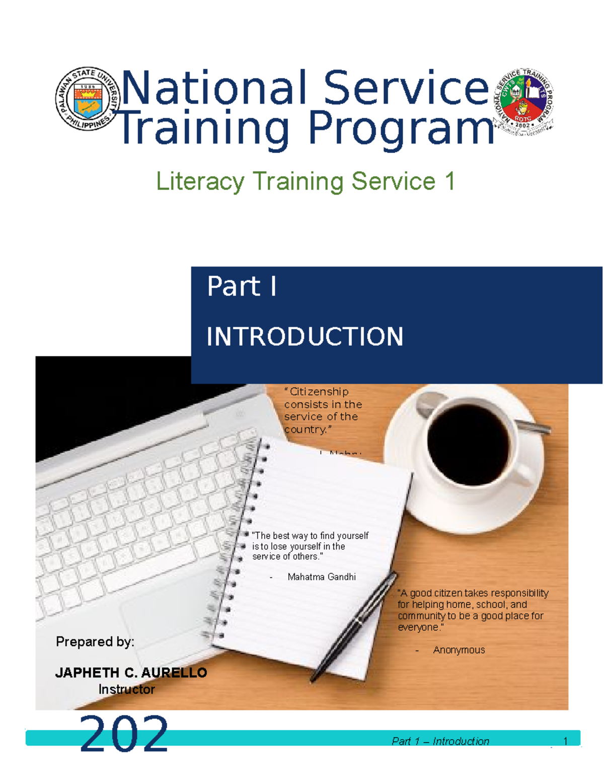 LTS 1-Module 1 - Module 1 - Part 1 – Introduction 202 National Service ...