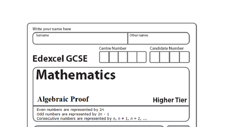 GCSE 1MA1 - Algebraic Proof Exam Instructions and Questions - Studocu