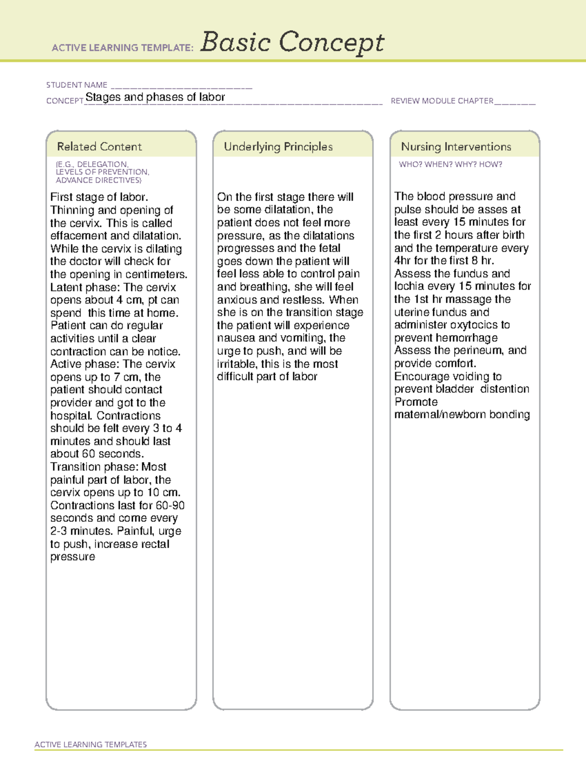 Basic Concepts of Maternal Care (NUR 6) - Active Learning Template ...