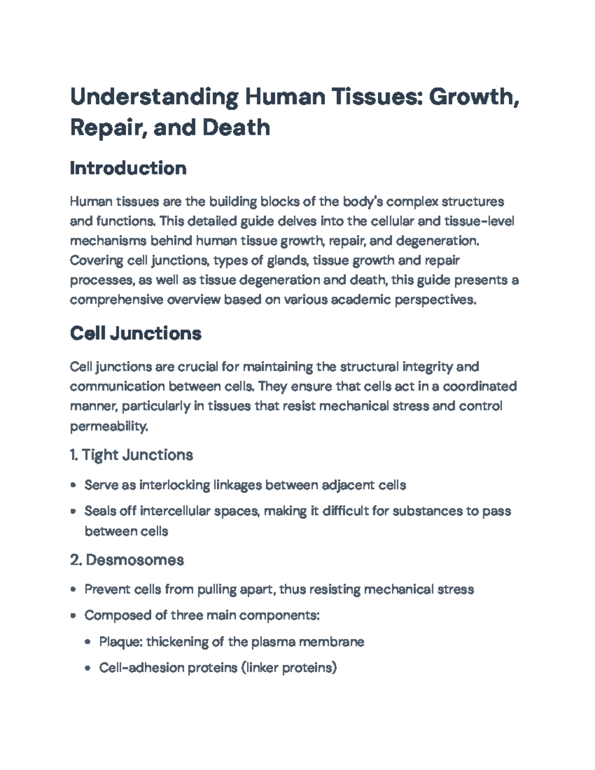 Understanding Human Tissues: Growth, Repair, and Death Overview ...