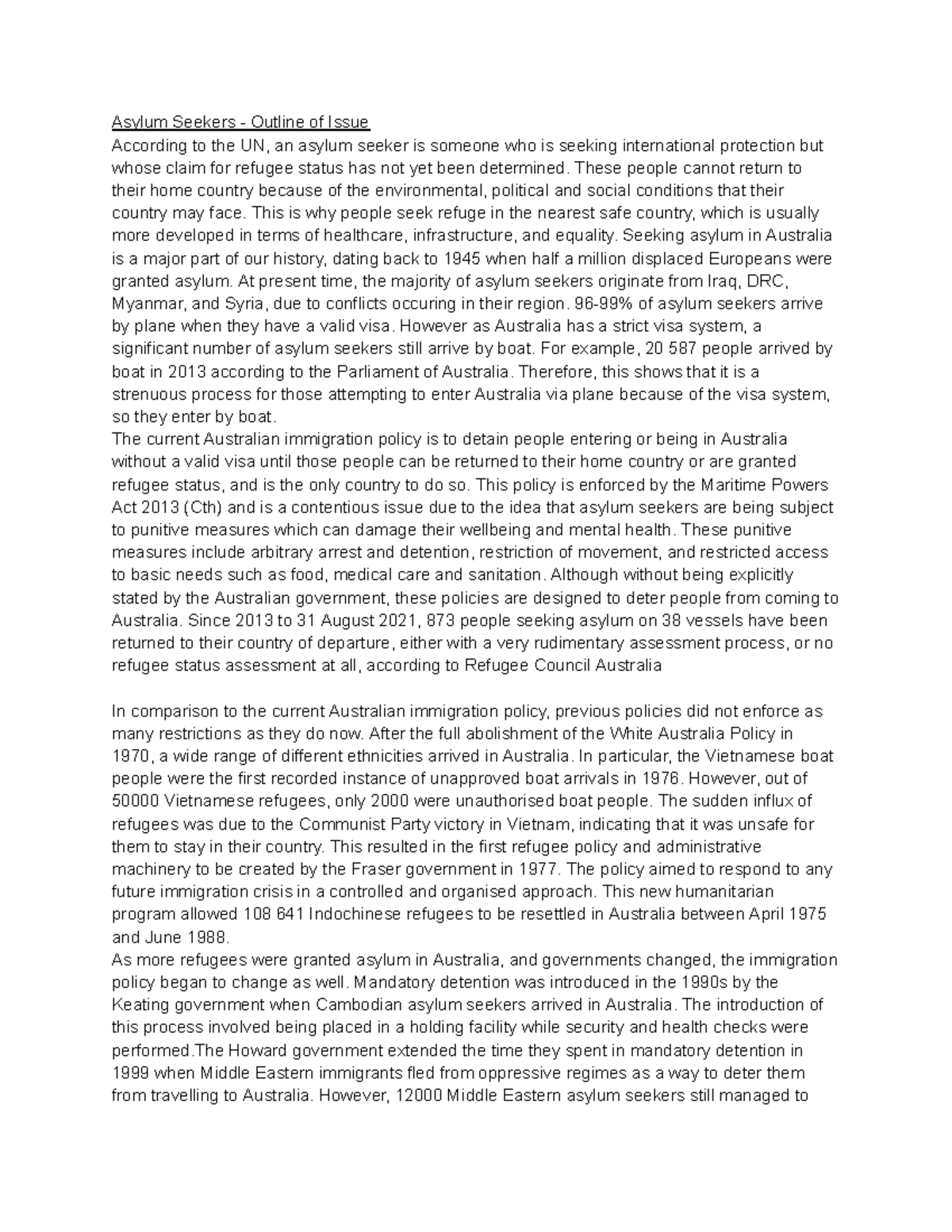 Asylum Seekers in Australia: Historical Context and Current Policies ...