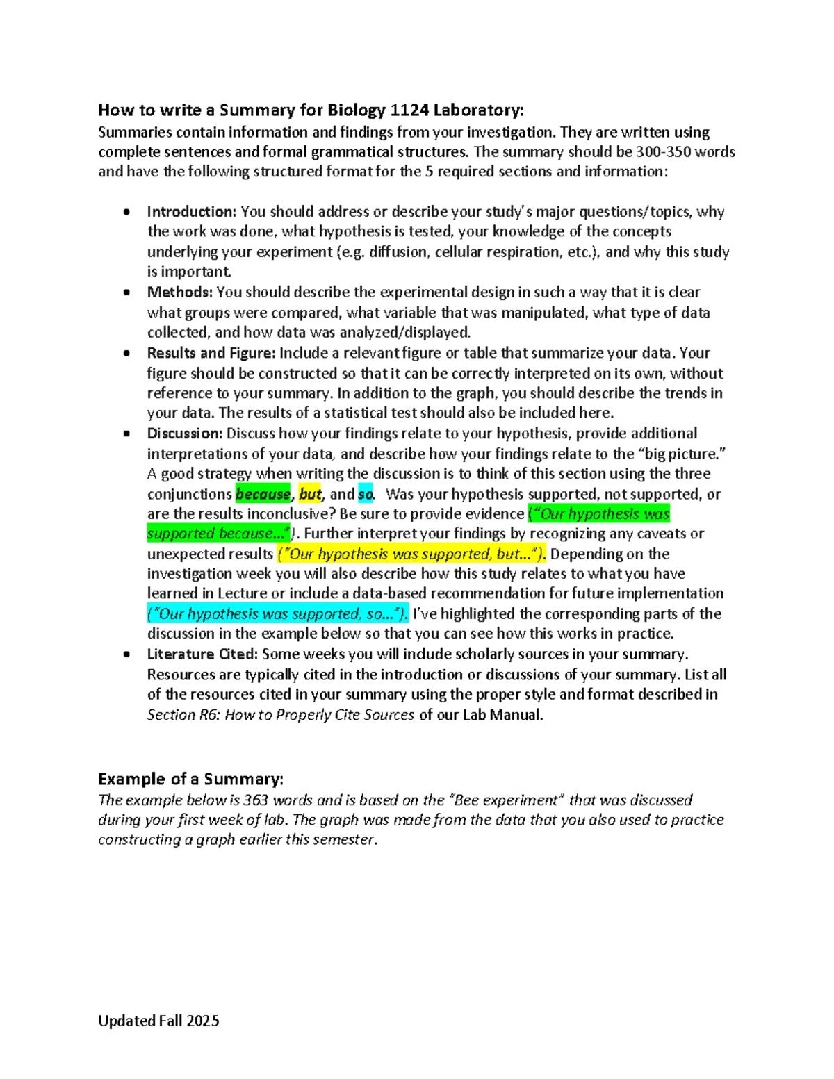 How to Write a Lab Summary for Biology 1124 (Fall 2025) - Studocu
