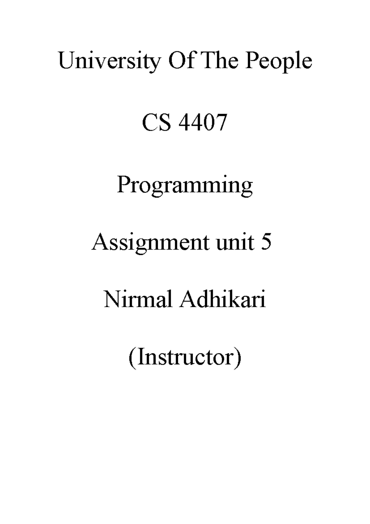 CS 4407 Programming Assignment: Decision Tree Analysis Unit 5 - Studocu
