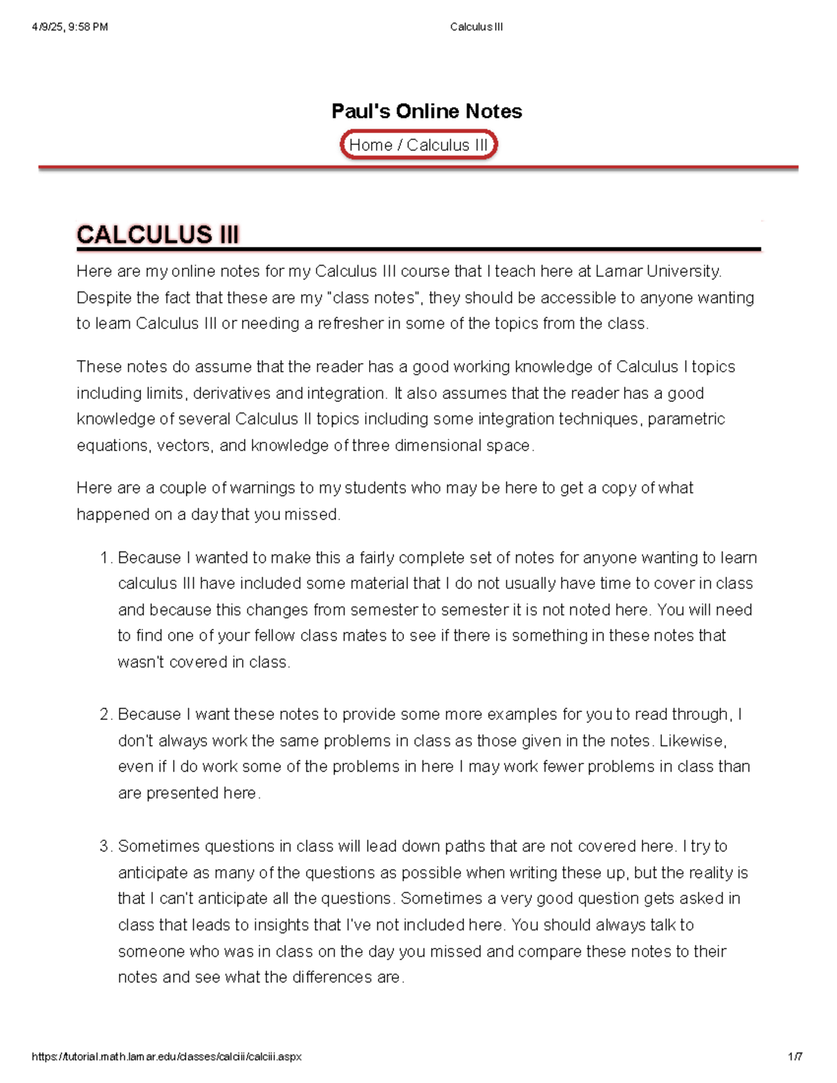 Calculus III - Cal 3 Notes: Quadric Surfaces and 3D Concepts - Studocu