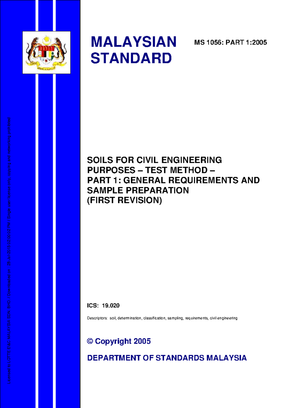 MS1056: Soils for Civil Engineering - General Requirements & Sample ...
