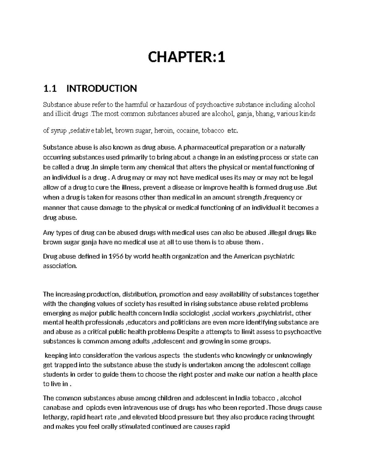 CHAPTER 1: INTRODUCTION TO SUBSTANCE ABUSE AMONG COLLEGE STUDENTS - Studocu