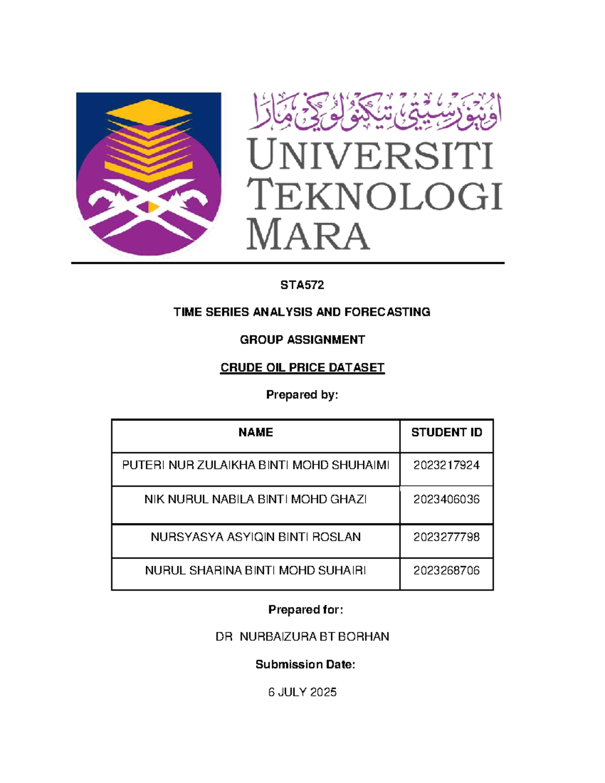 STA572 Time Series Analysis: Crude Oil Price Forecasting Assignment ...
