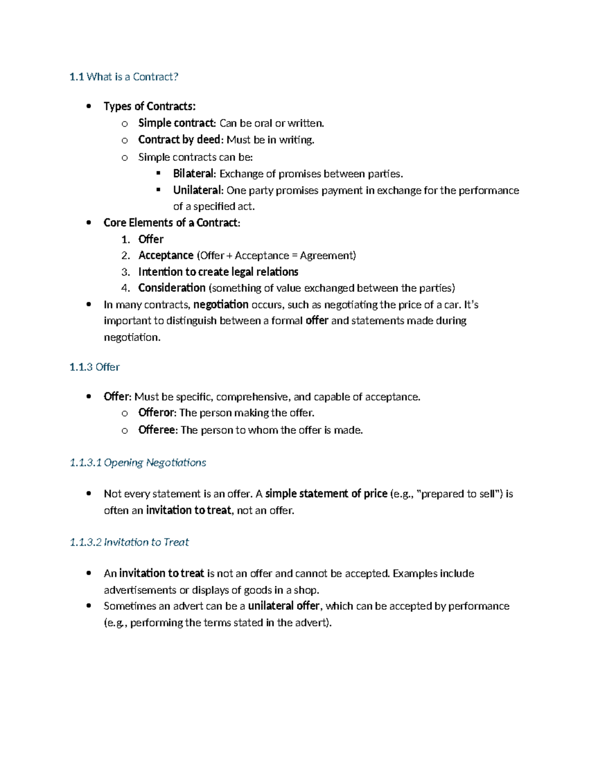 Contract Law Overview: Types, Elements, and Key Principles - Studocu