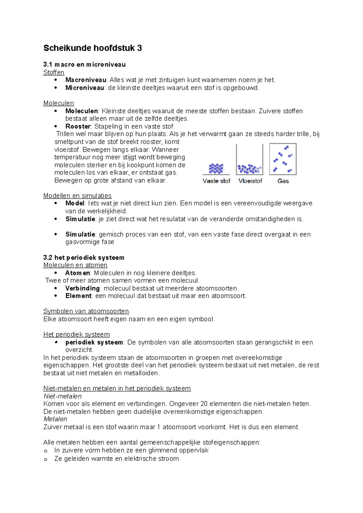 Scheikunde Hoofdstuk 3: Macro- en Microniveau, Periodiek Systeem ...