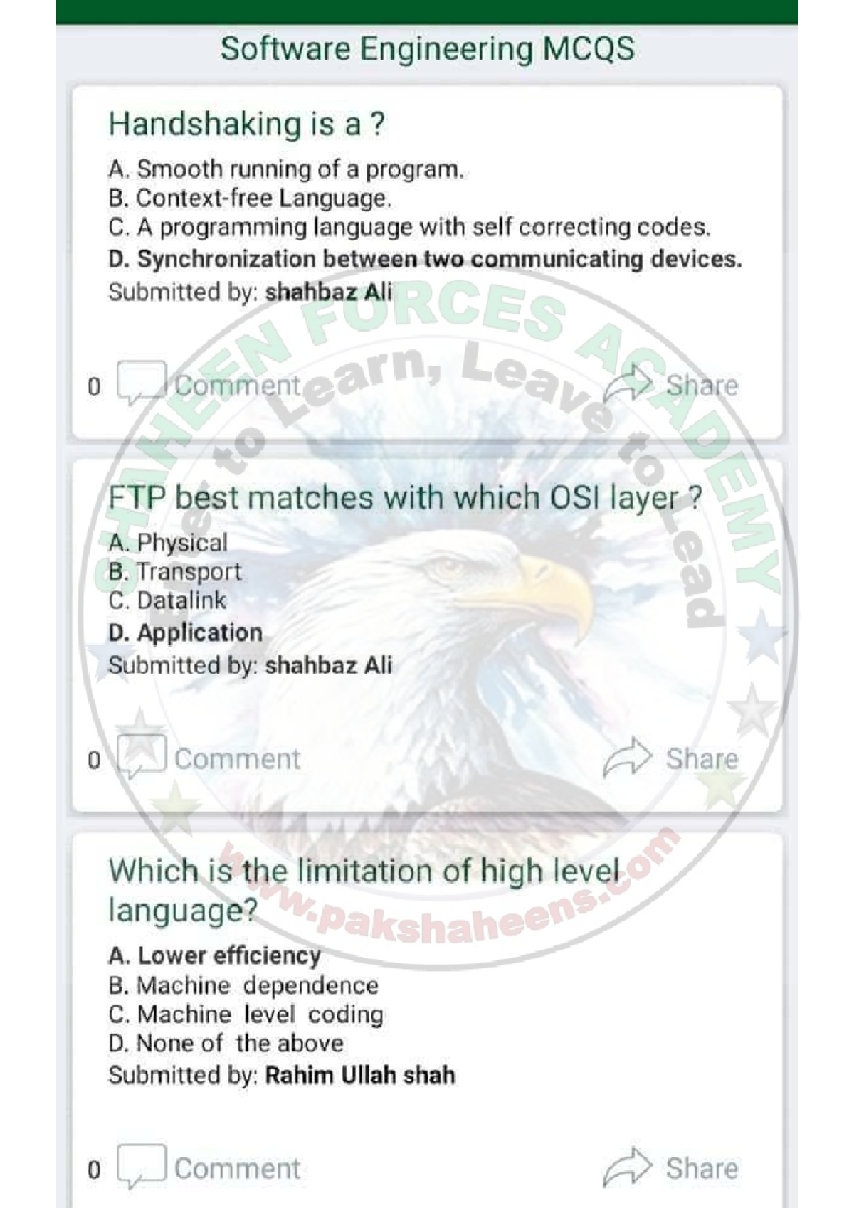 Software Engineering MCQs Review - FURCES Course - Studocu