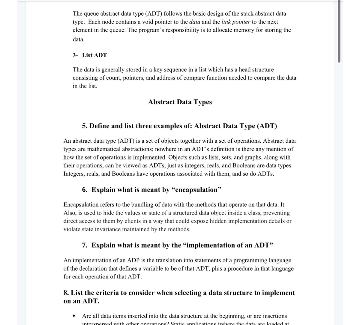 ADT - Understanding Queue and List Abstract Data Types - Studocu