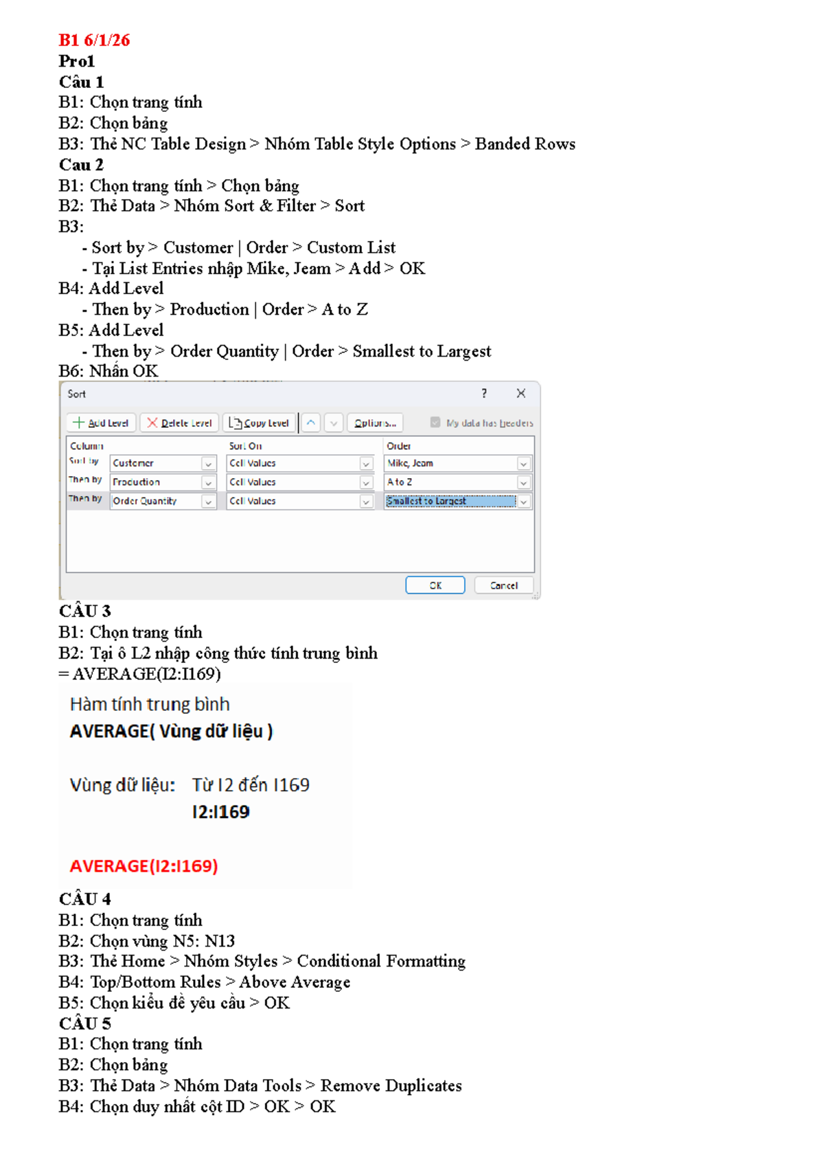 MOS Excel Ghi Bài: Hướng Dẫn Thực Hành Các Chức Năng Excel - Studocu