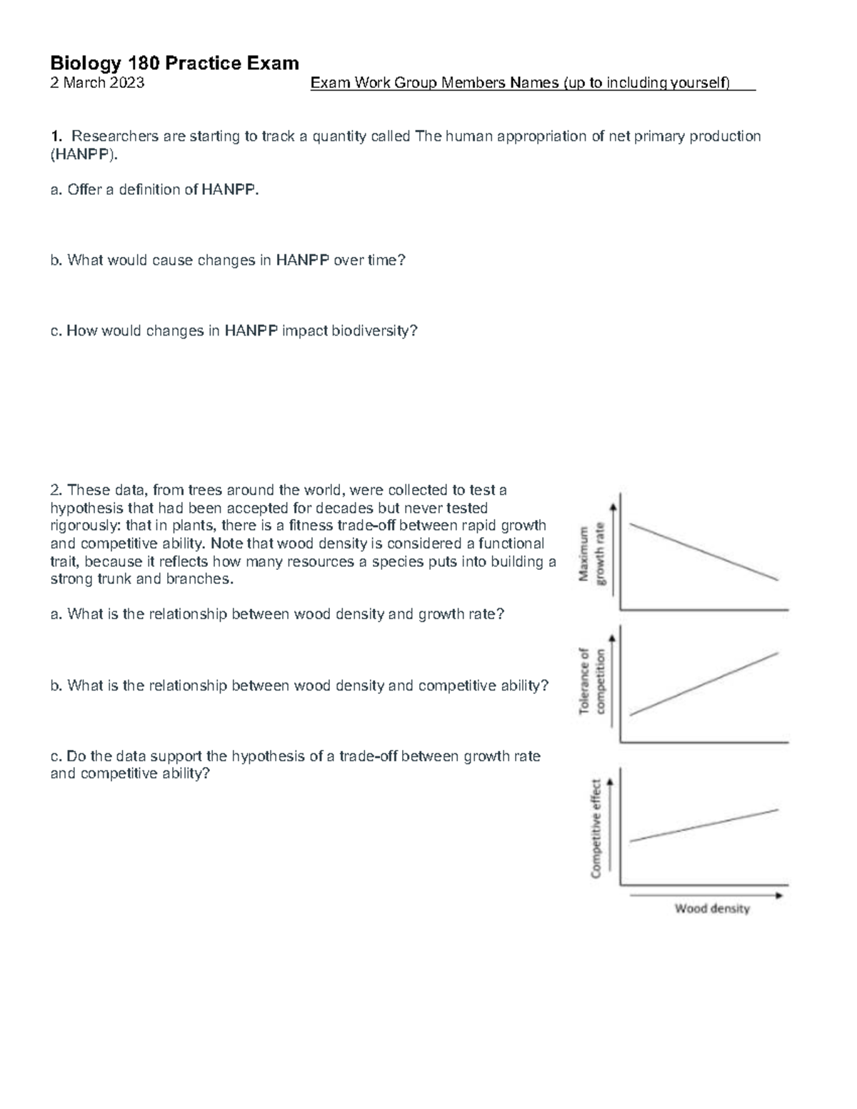 Biology 180 WIN 2023 Practice Exam 5 Review Questions - Studocu