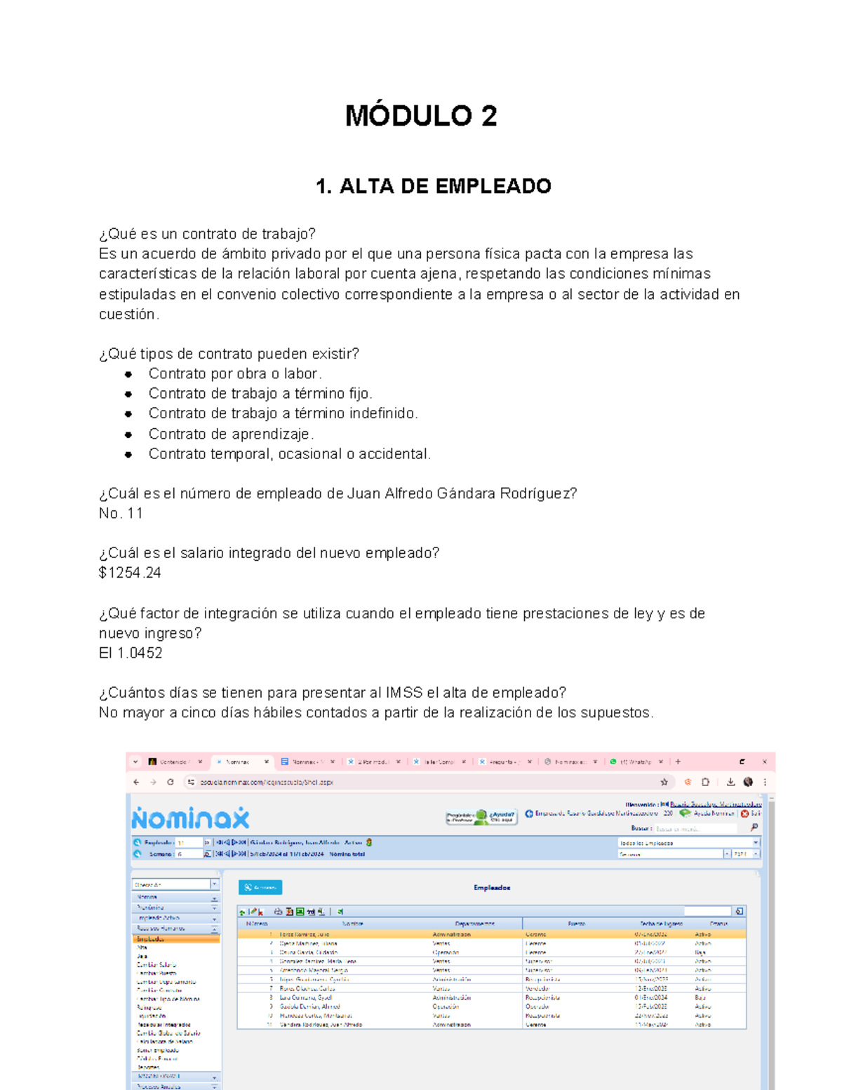 Nominax - Módulo 2: Resumen sobre Alta de Empleado y Vacaciones - Studocu