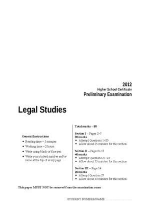 Unit 1 Practice Exam Questions - LEGAL STUDIES UNIT 1 Legal Studies ...