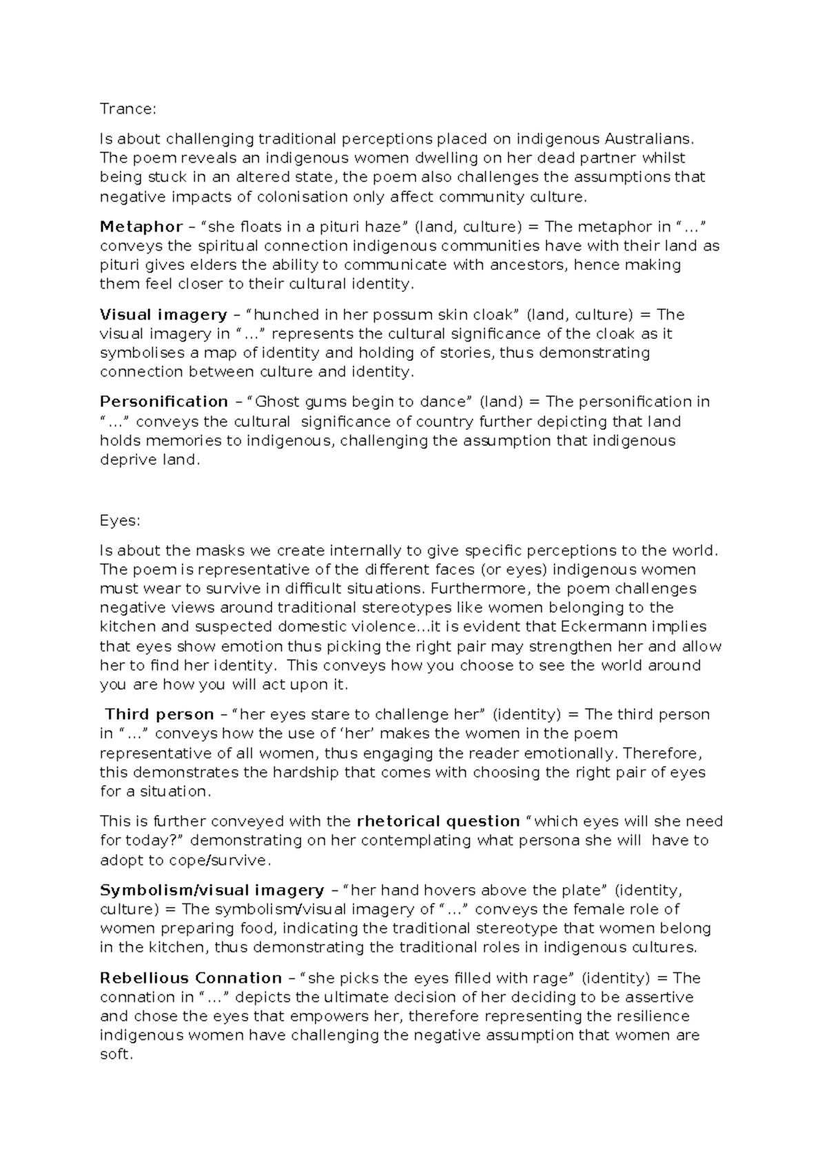 HSC Poetry Analysis: Themes in Ali Cobby Eckermann's Works - Studocu