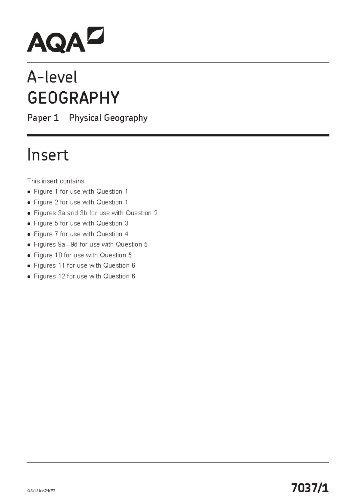 GEOGRAPHY 2021 Paper 1 Physical Geography Figures Insert - Studocu