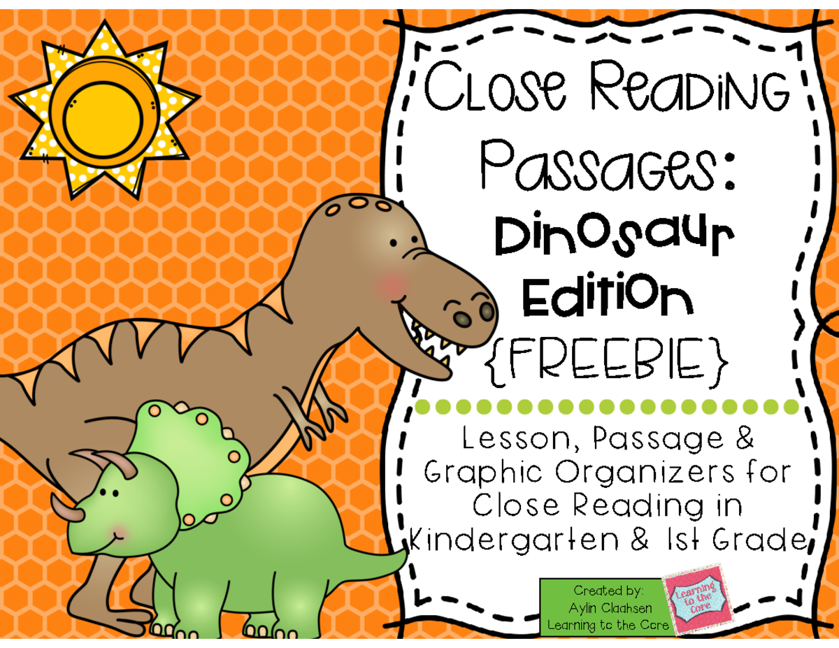 Close Reading Passages Dinosaur Edition Freebie-1 - Lesson, Passage ...