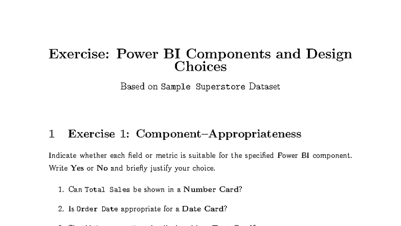 Power BI Exercise 1: Components & Design Choices Analysis - Studocu