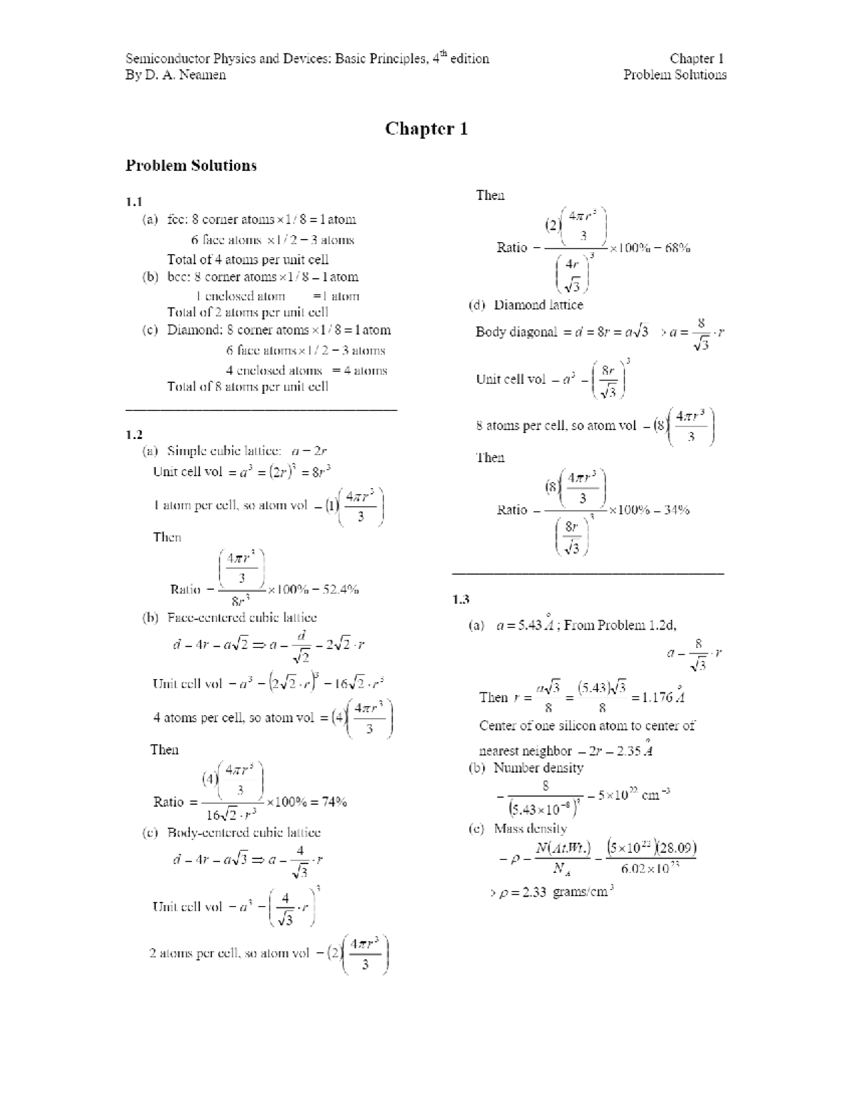 Problem Solutions for Semiconductor Physics and Devices, 4th Edition - Neamen - Studocu