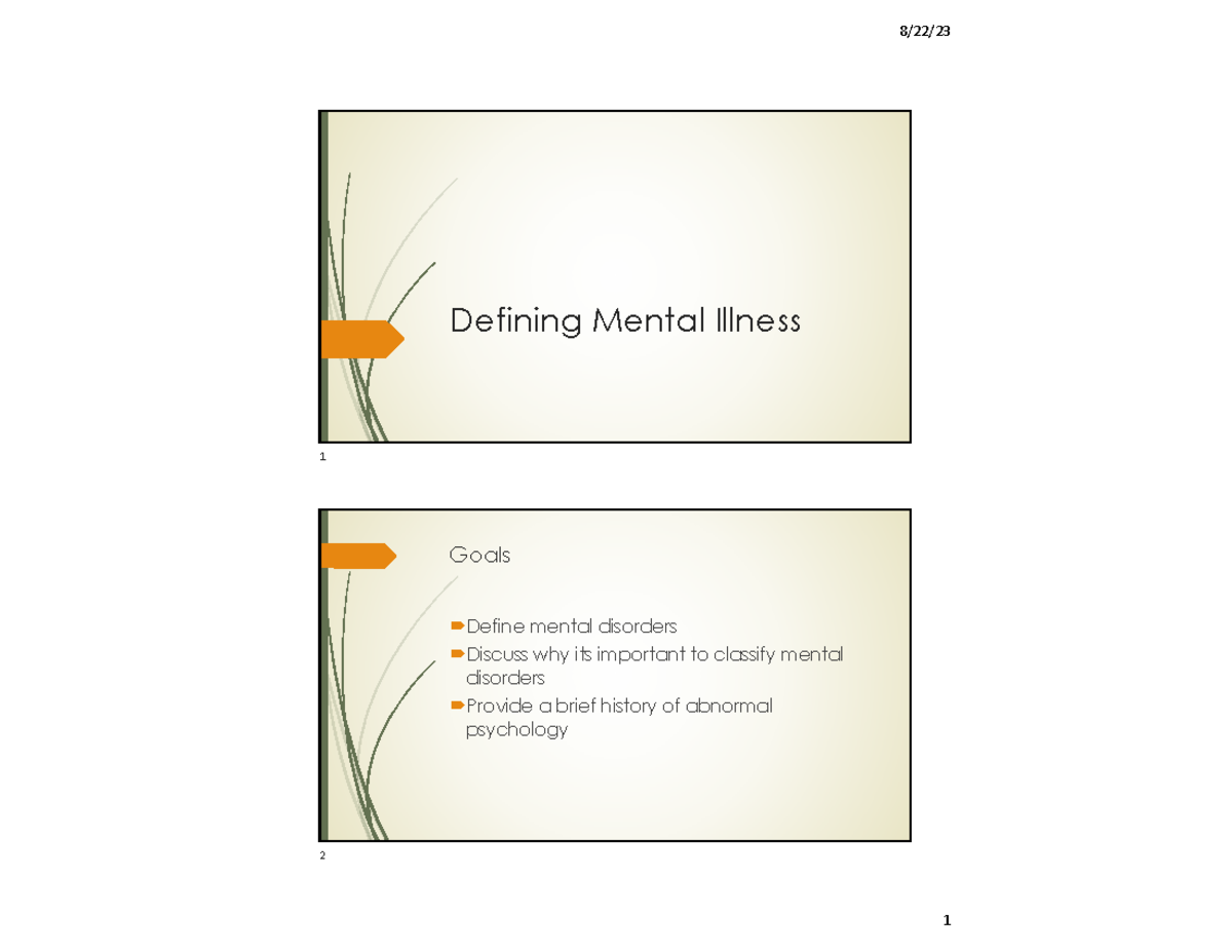 Defining Mental Disorders: Key Concepts and Classifications (PSY-101 ...