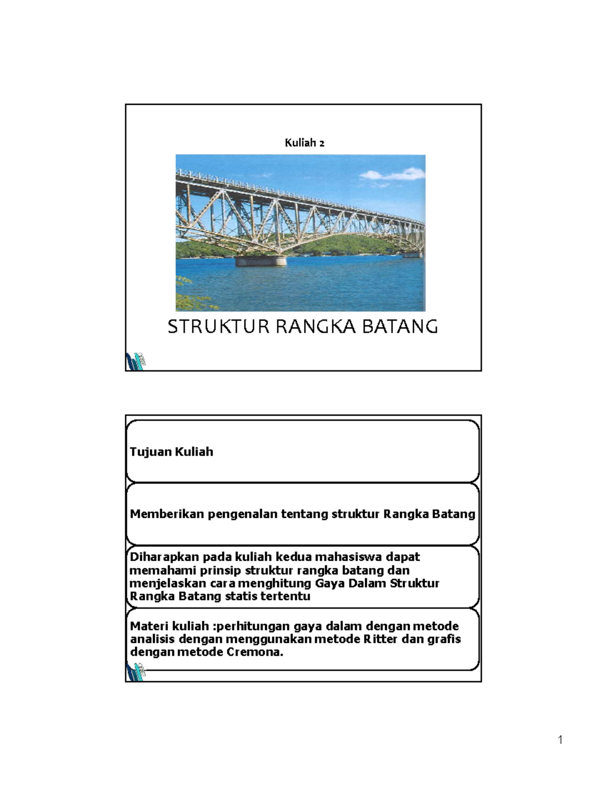 Kuliah 2: Struktur Rangka Batang - Metode Ritter dan Cremona - Studocu