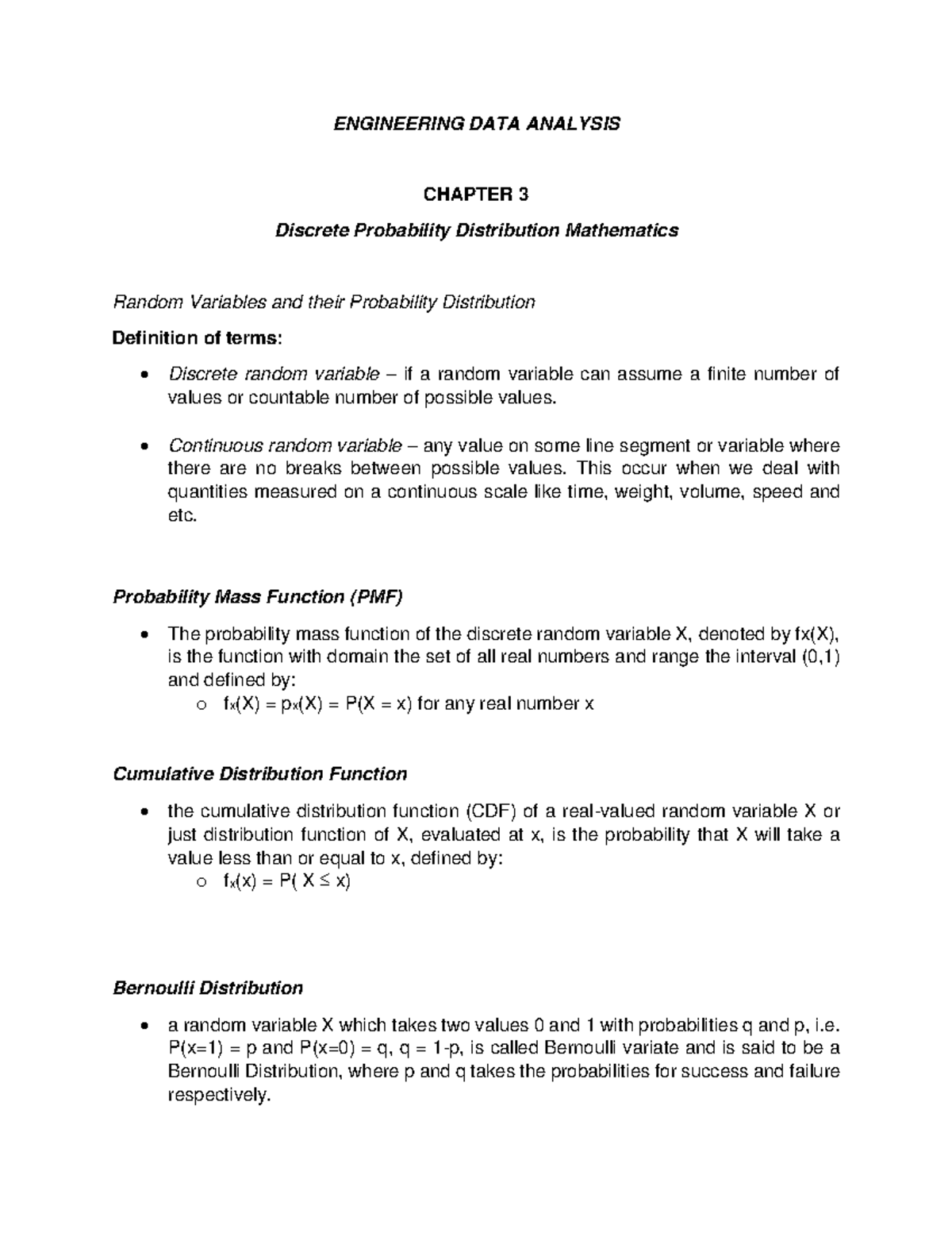 Engineering DATA Analysis(Discrete Probability Distribution Mathematics) - ENGINEERING DATA ...