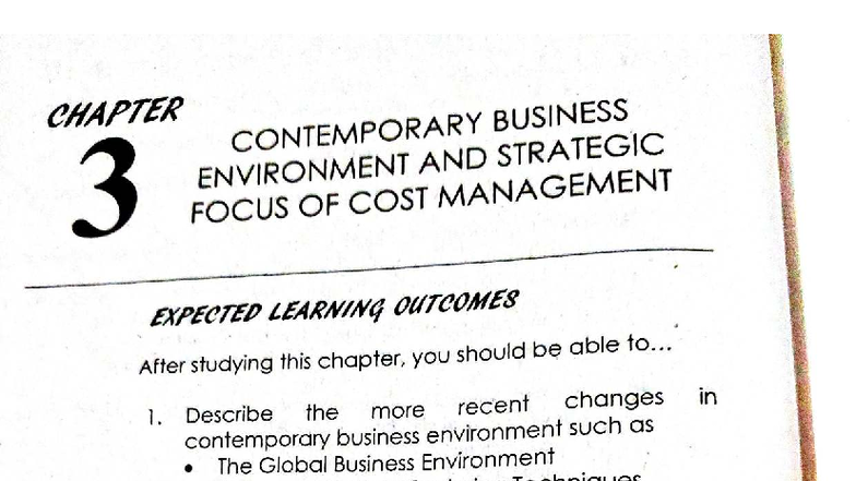 SC 3: Contemporary Business Environment & Strategic Cost Management ...