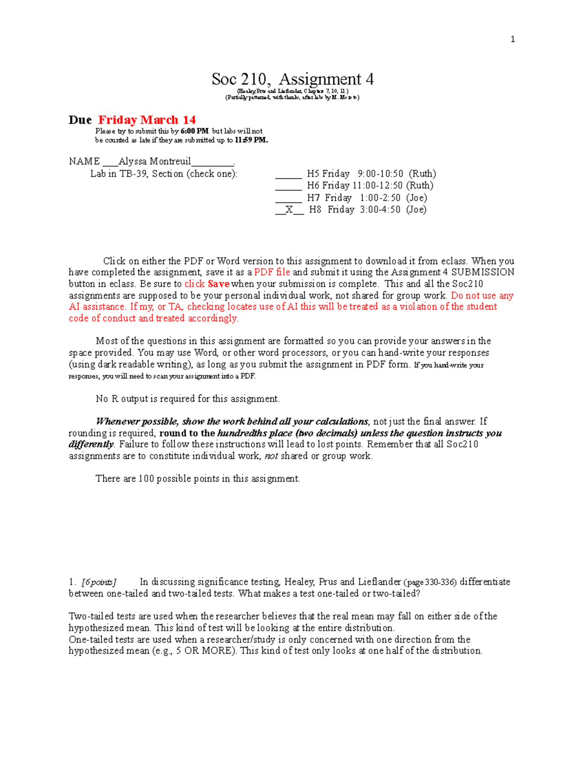 Soc 210 - Assignment 4: Hypothesis Testing & Statistical Analysis - Studocu