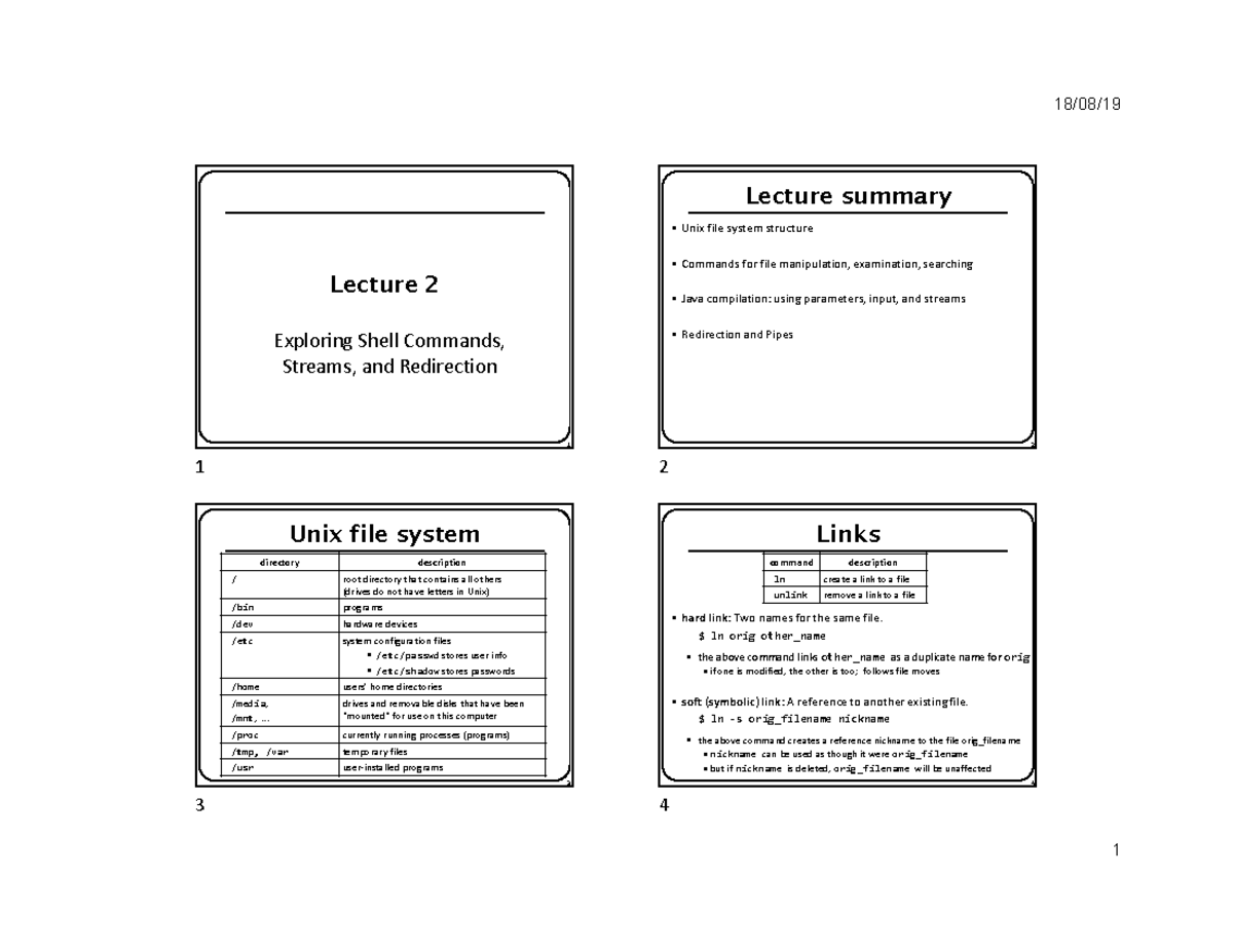 2. Exploring Shell Commands, Streams, and Redirection - 1 Lecture 2 ...