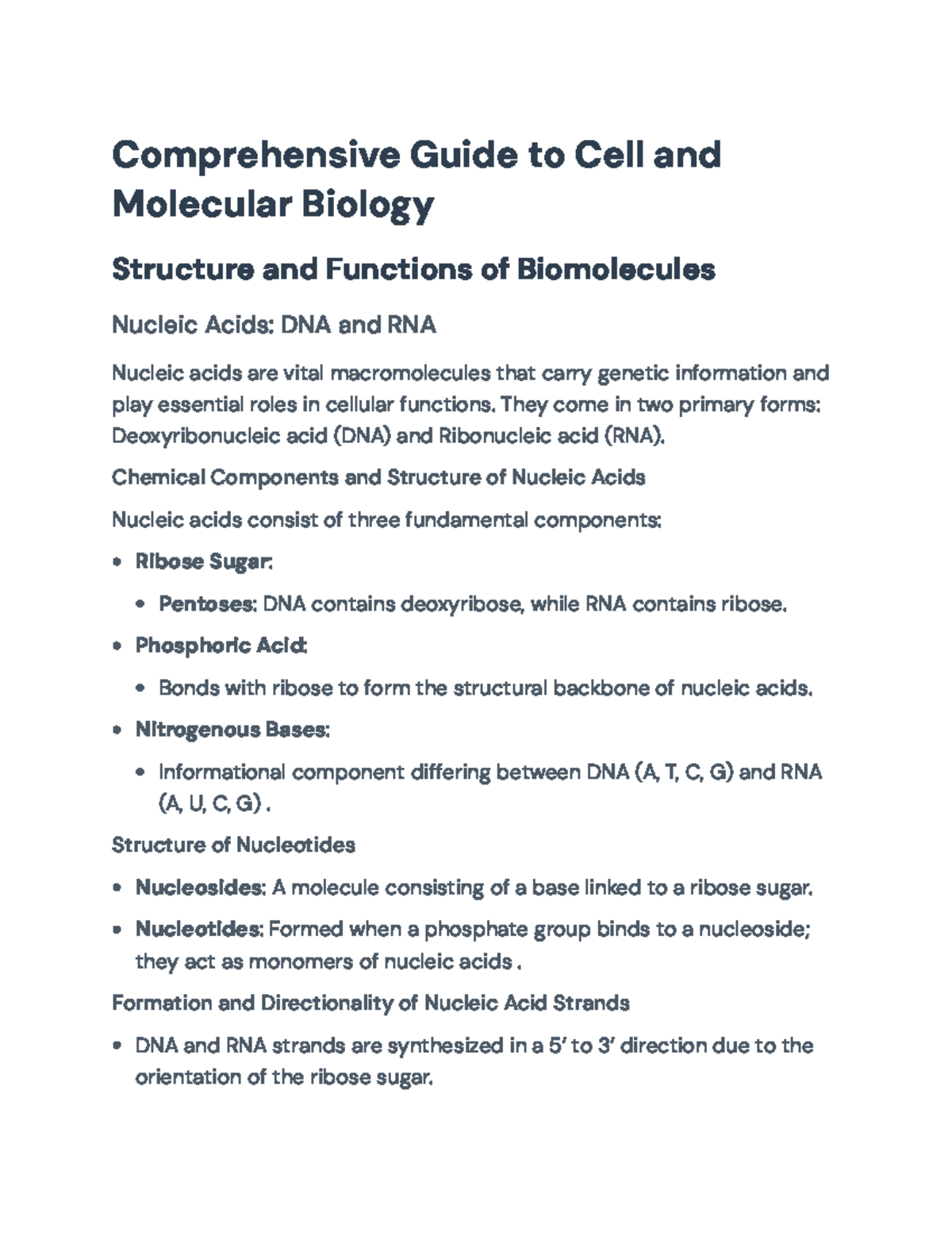 Comprehensive Guide to Cell & Molecular Biology (BIO101 ...