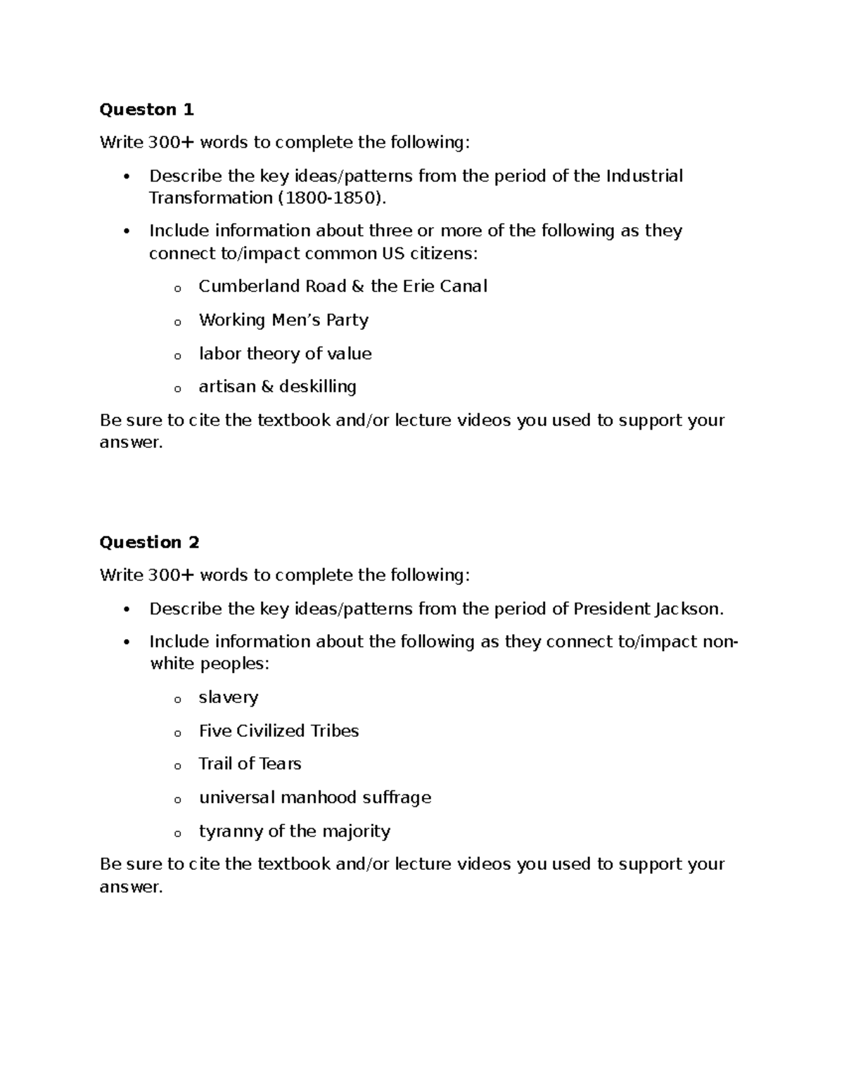 Test 2: Key Themes in US History (HIST 6) - Industrial to ...