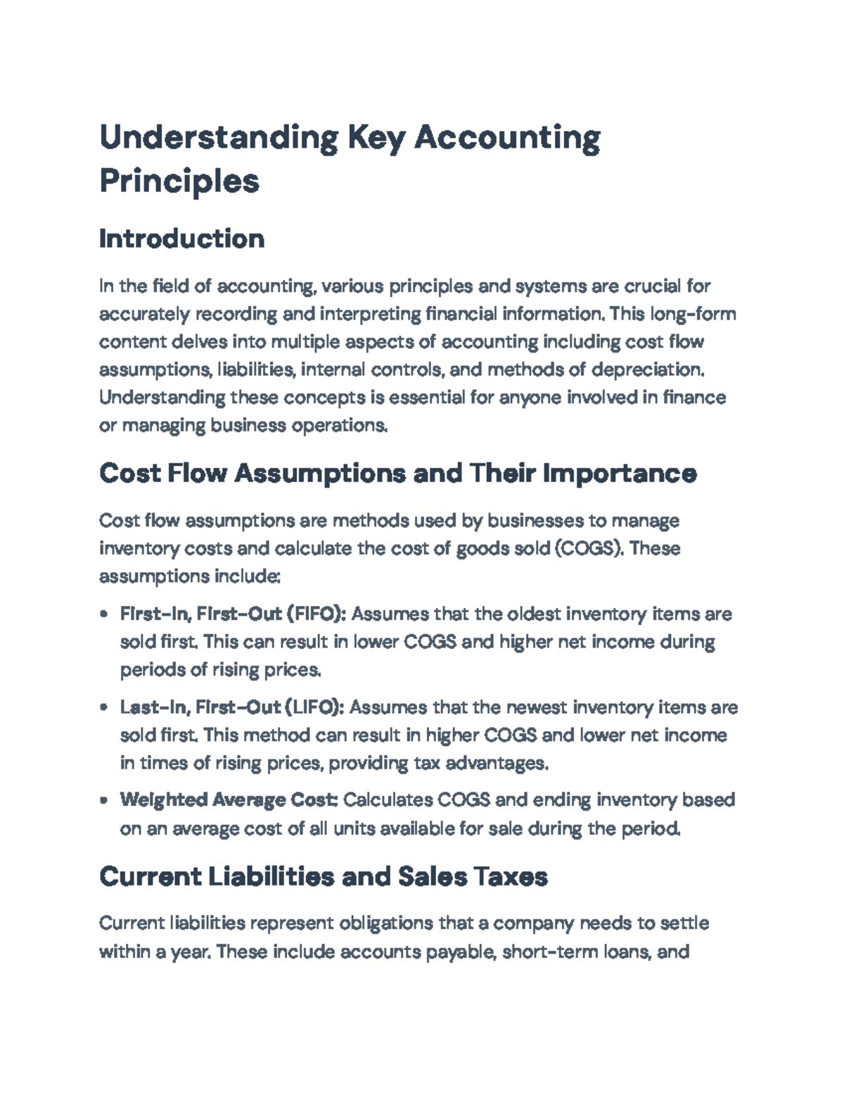 Understanding Key Accounting Principles and Practices (ACC 101 ...