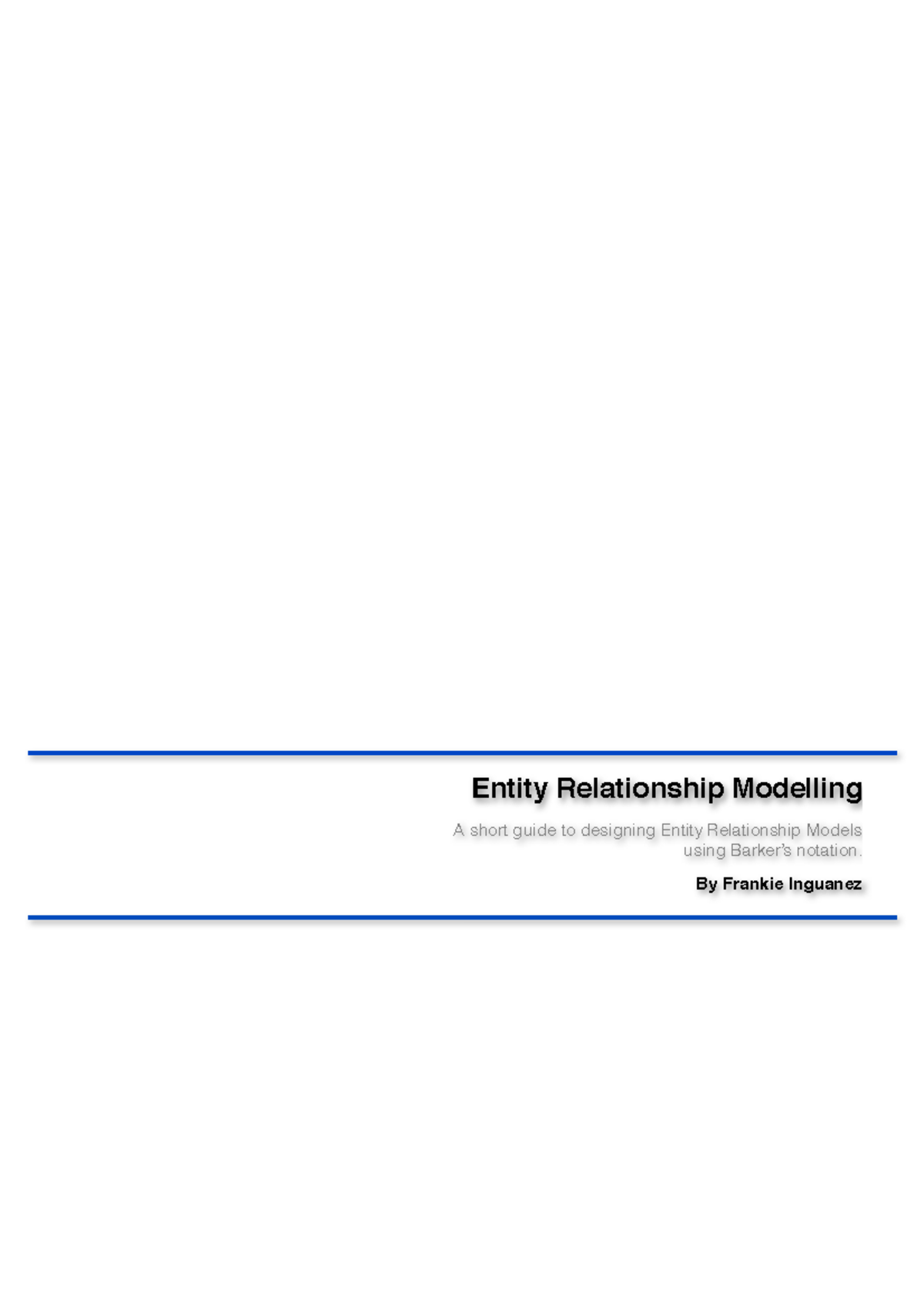 Entity Relationship Modelling Using Barker's Notation: A Guide - Studocu