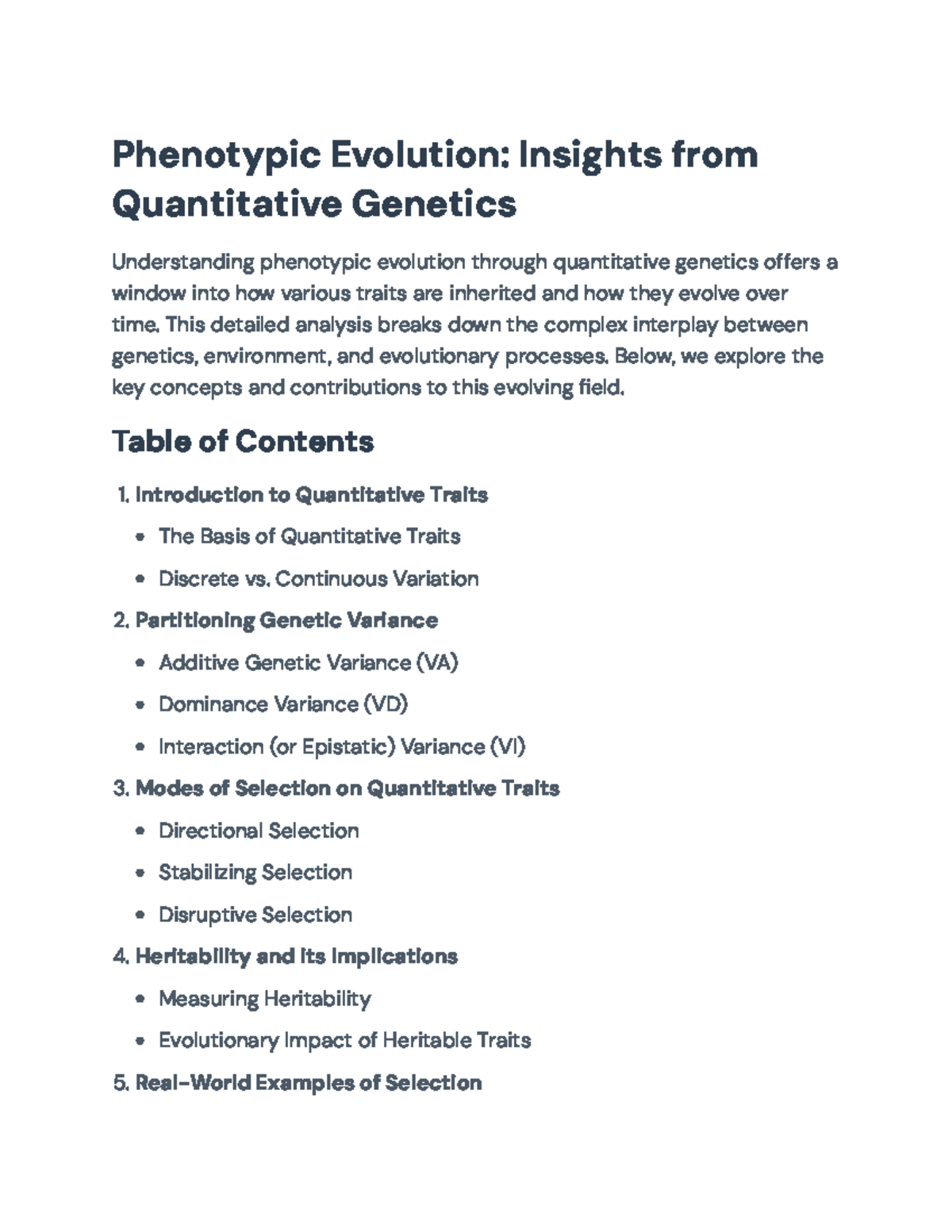 Quantitative Genetics: Understanding Phenotypic Evolution Insights ...