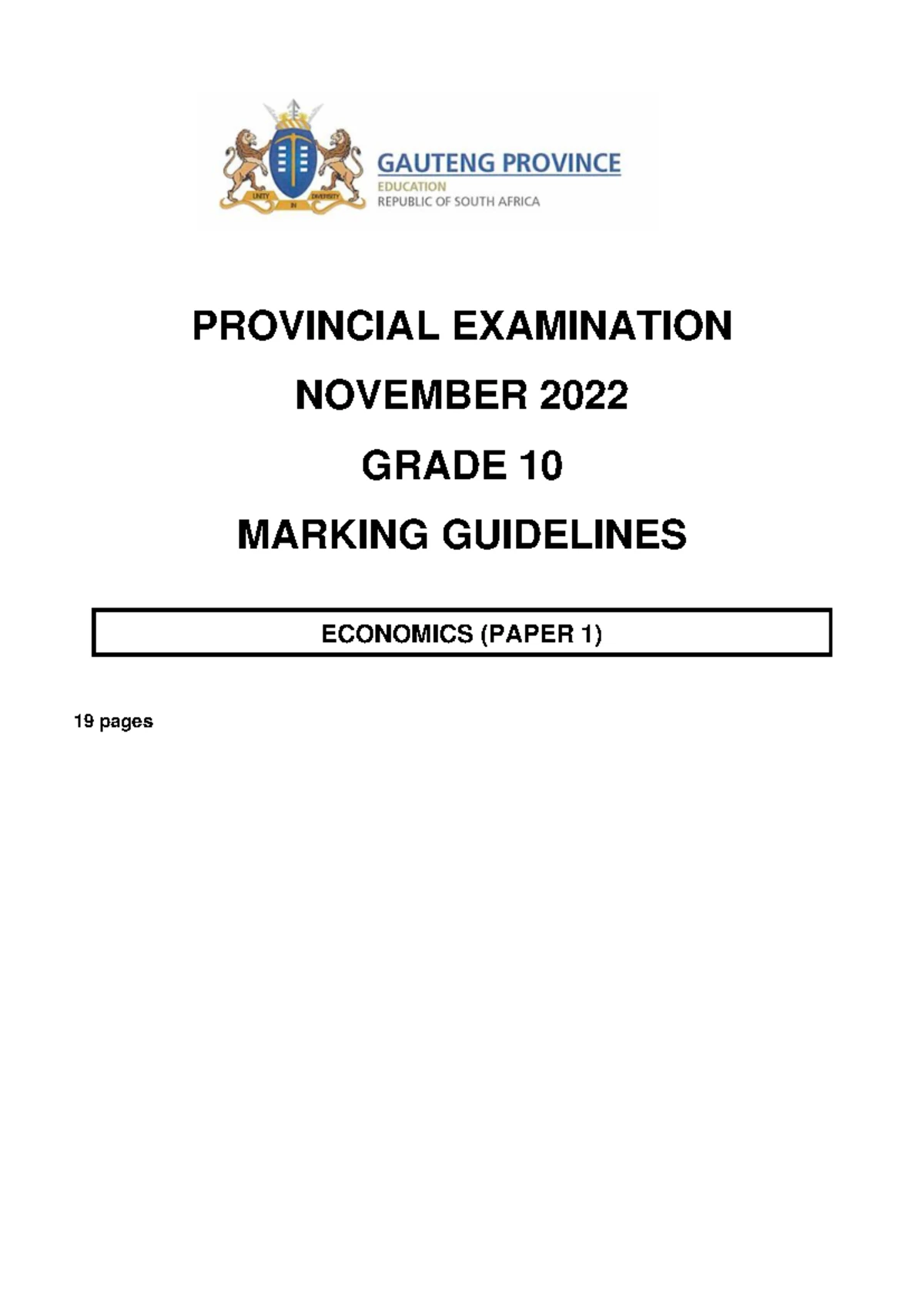 Economics P2 June 2023 Memo - NASIONALE MARKS: 150 GRADE 12 NATIONAL ...